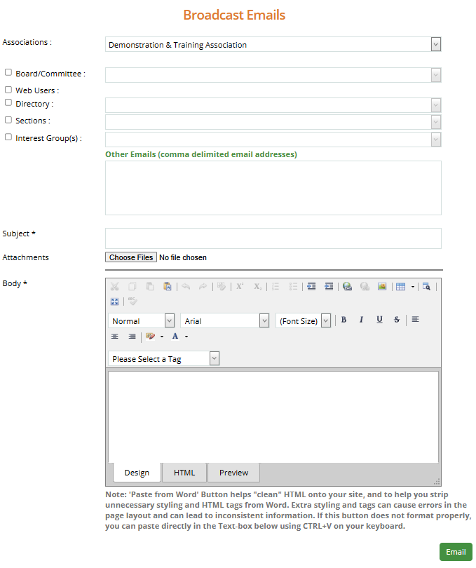 Send Broadcast Email - Community Association Management